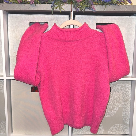 Sincerly Jules | Sweaters | Hot Pink Fuzzy Mock Neck Top | Poshmark